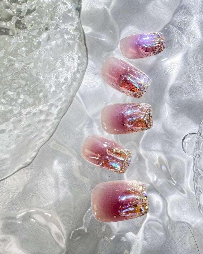 Pink Ruby Mirage (Ballerina Nail) • Pinky Winky Handpainted Press-On Nails