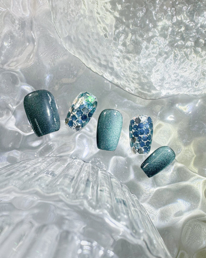 Turquoise Dream (Ballerina Nail) • Pinky Winky Handpainted Press-On Nails